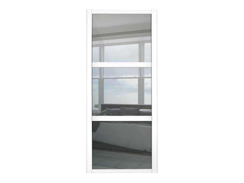 Shaker 3 Panel Mirror Sliding Door with White Frame