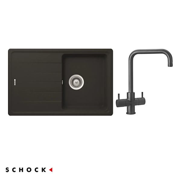 SCHOCK ELEMENT D100S 1.0B Black Sink with Norrie Black Tap