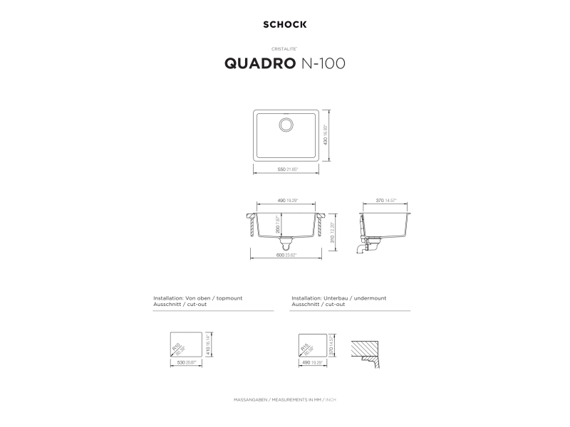 QUADRO N-100 1.0B SUPERWHITE SINK