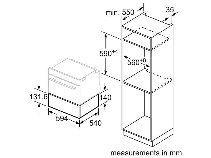 Neff N50, N1AHA01G0B Built-in warming drawer, 60 x 14 cm, Graphite-Grey ...