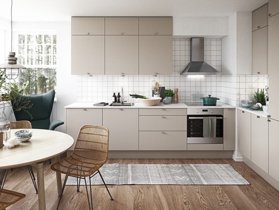 Gemütliche Küche in hellem Mokka – Unser Modell Stockholm | HTH