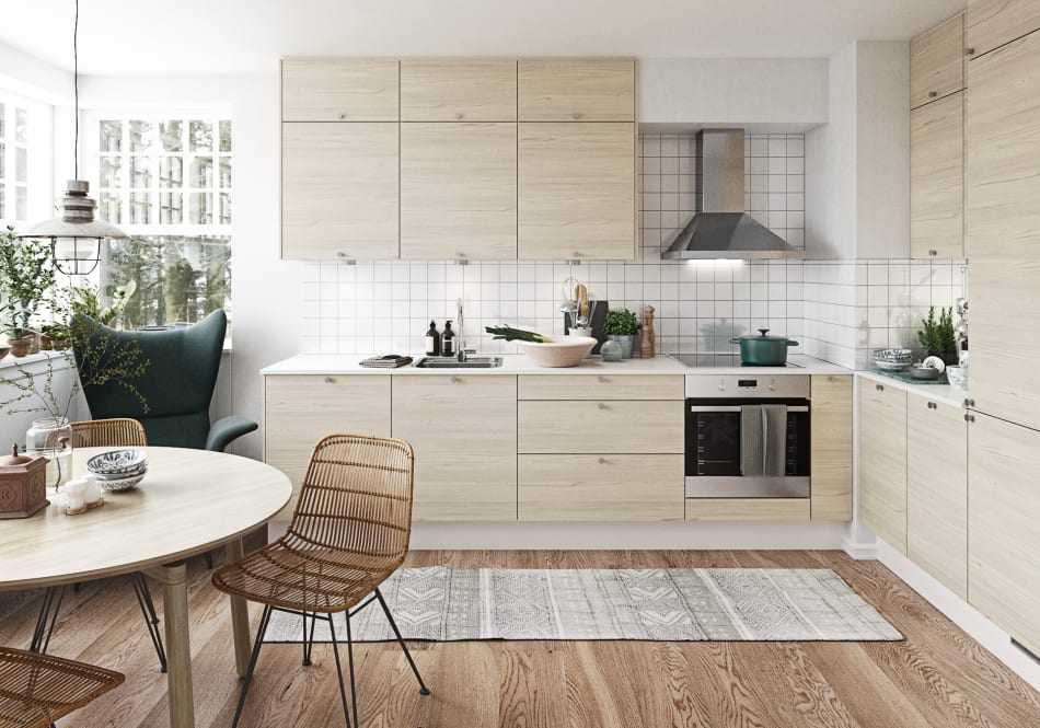 Flot køkken i lyst trælook – Model Oslo | HTH